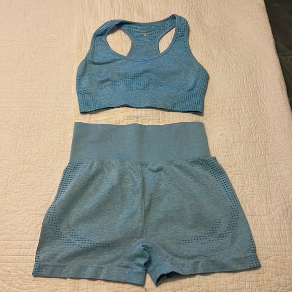 Other | Light Blue Spandex Workout Set Medium | Poshmark